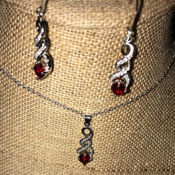 Jewelry | Red Stone Matching Necklace And Earrings Set | Poshmark